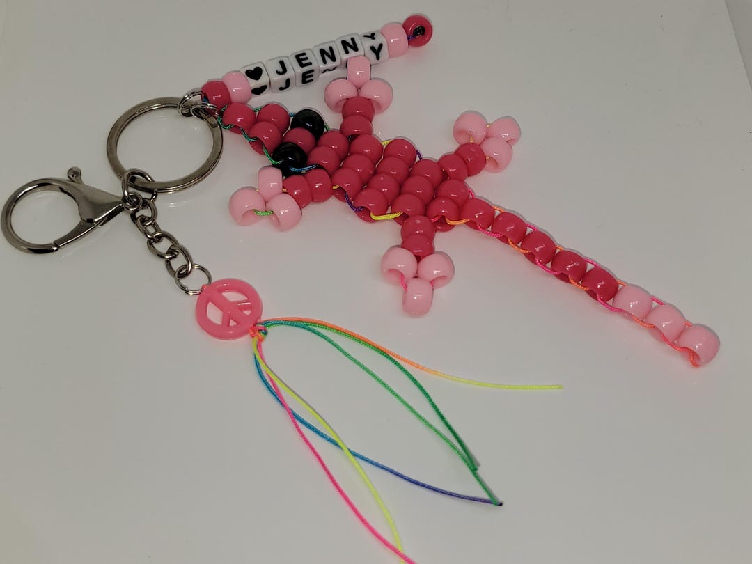Pink Retro 90s Beaded Lizard Keychain - Etsy