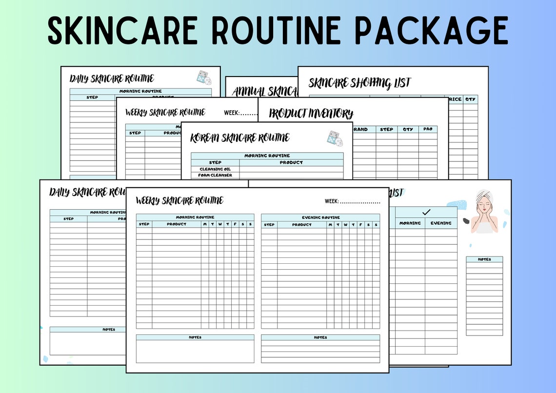 Skincare Routine: Printable Horizontal & Vertical Layouts - Etsy