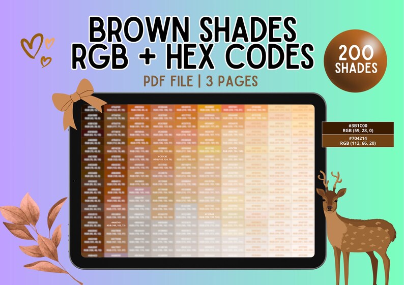 200 RGB + HEX Brown Color Codes | Digital Chart for Branding, Web and ...