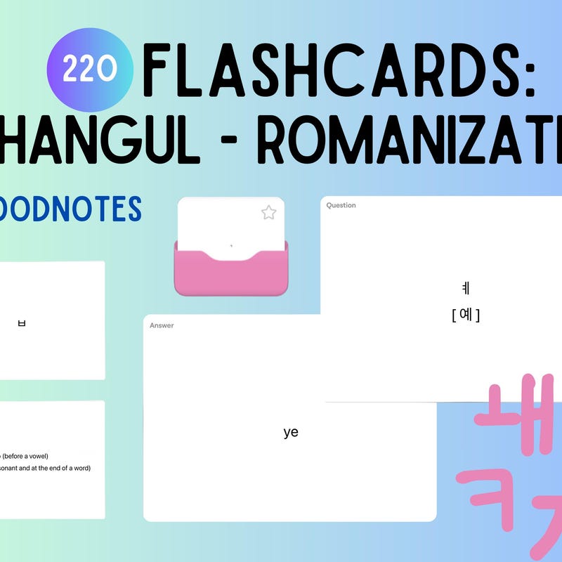 Korean Flashcards - Etsy