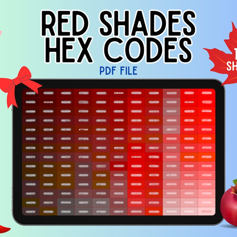 Red Shades Color Palette - Etsy UK