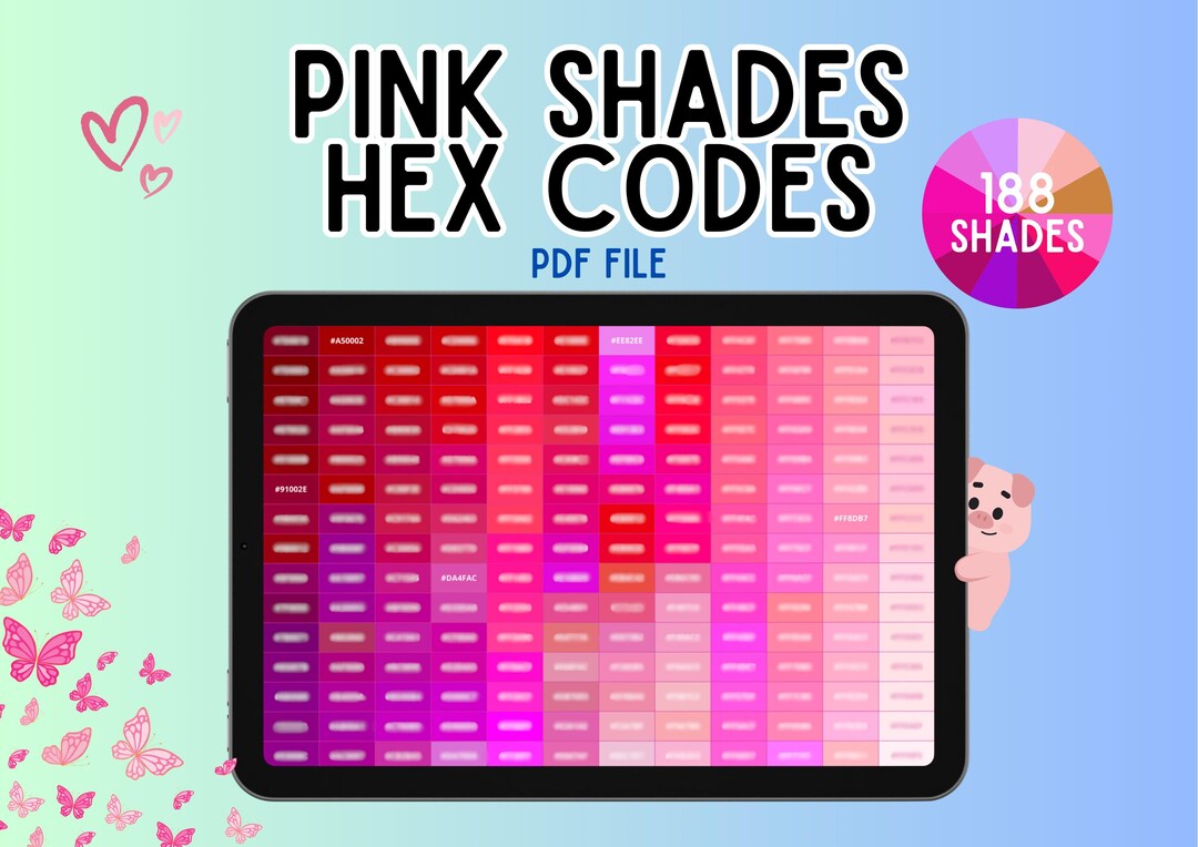 188 Pink Shades Hex Code Chart for Branding, Web and Graphic Design ...