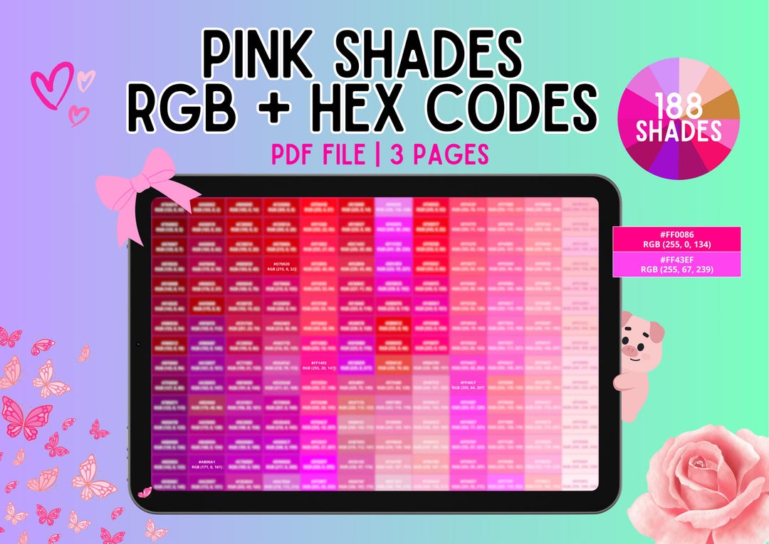 188 RGB + HEX Pink Color Codes | Digital Chart for Branding, Web and ...