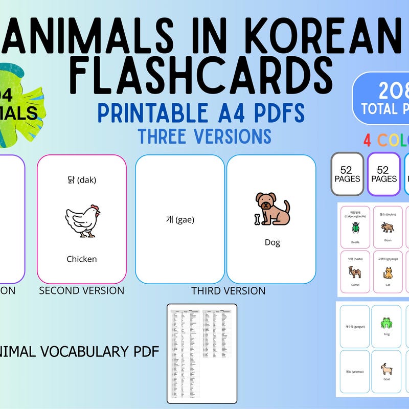Korean Flashcards - Etsy