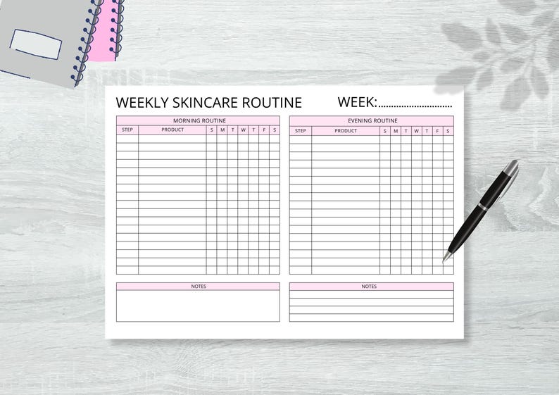 Skincare Routine Pink Pack: Printable Self-care Planner | Daily ...