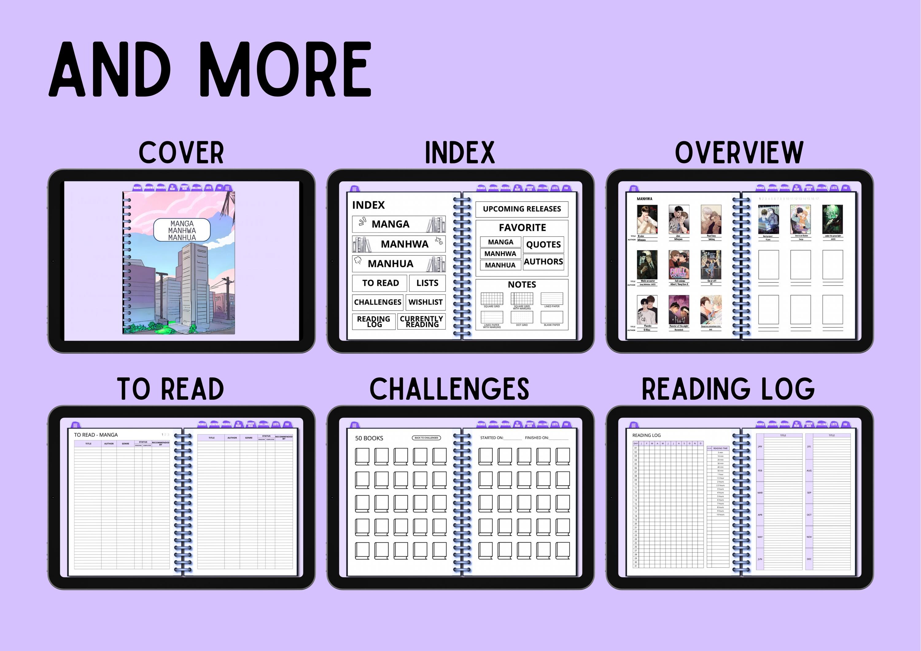 Manga Manhwa Manhua Journal: 1000+ Pages, Purple | Digital Reading ...