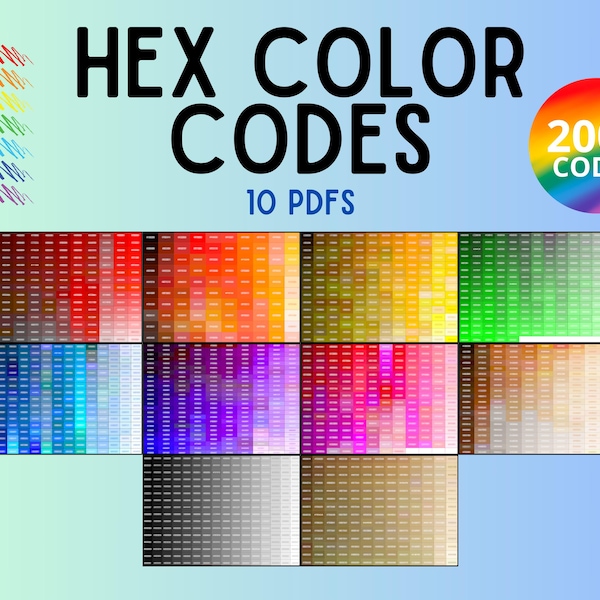 Color Palettes With Hex Codes - Etsy UK