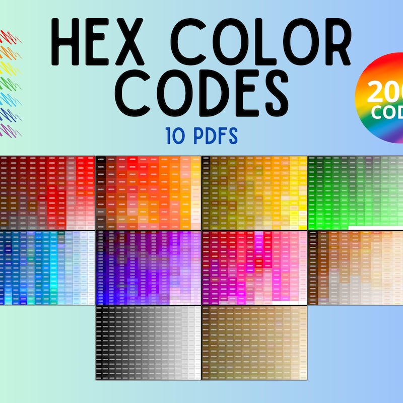 Hex Code Printable Chart - Etsy