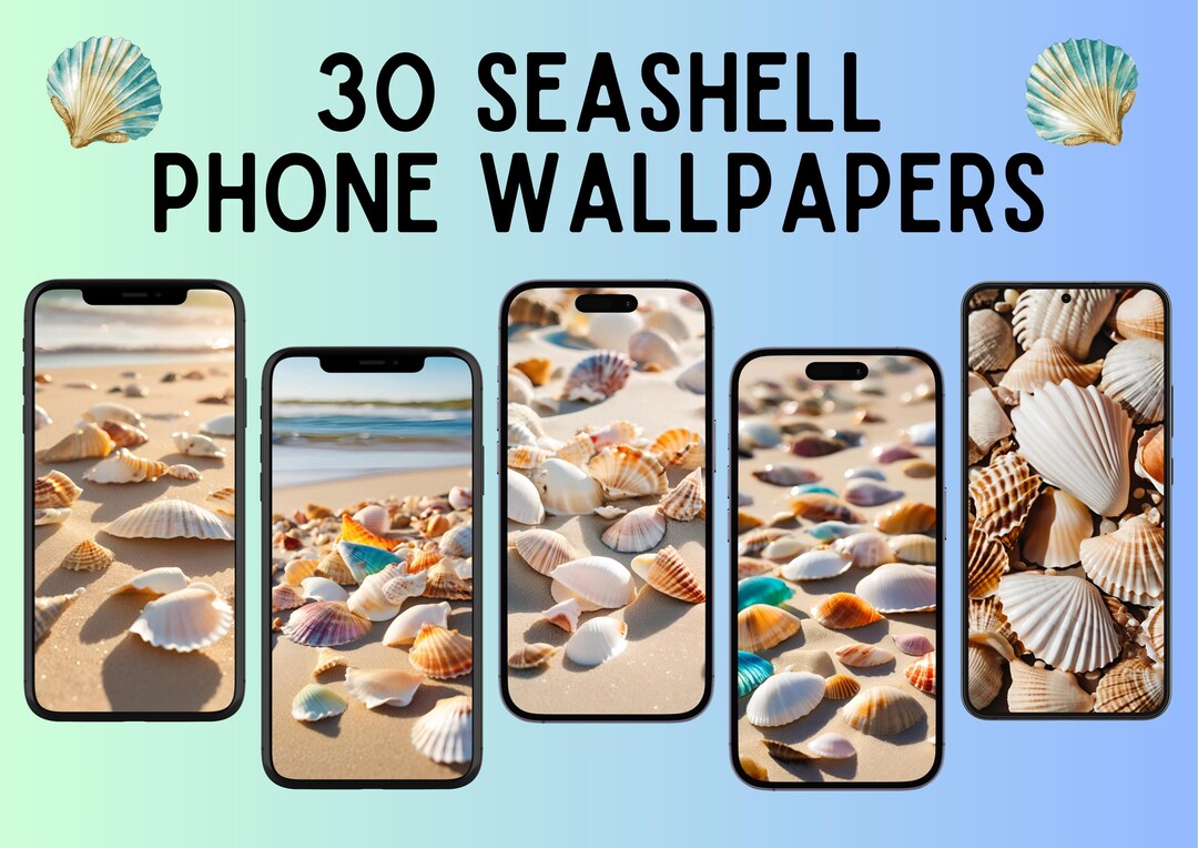 Seashell Wallpapers - 30 Mobile Phone Wallpapers | Seashell Themed - Etsy