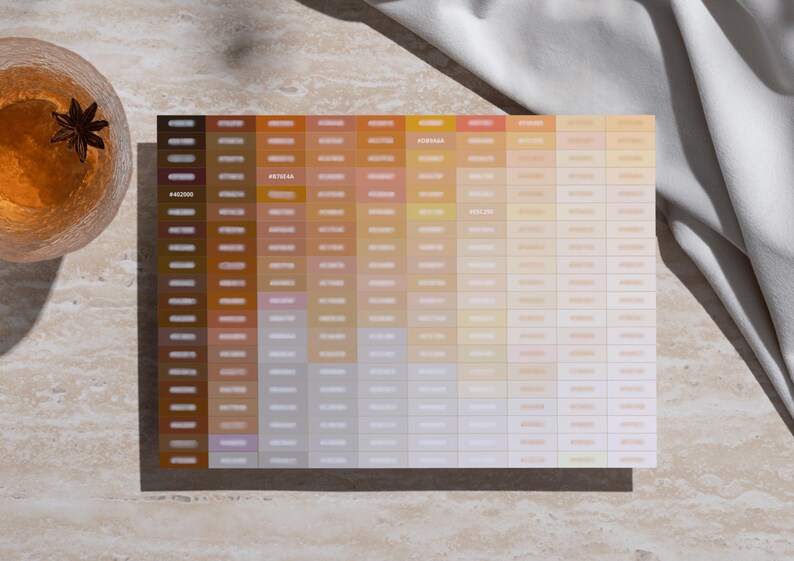 200 Brown Shades Hex Code Chart for Branding, Web and Graphic Design ...