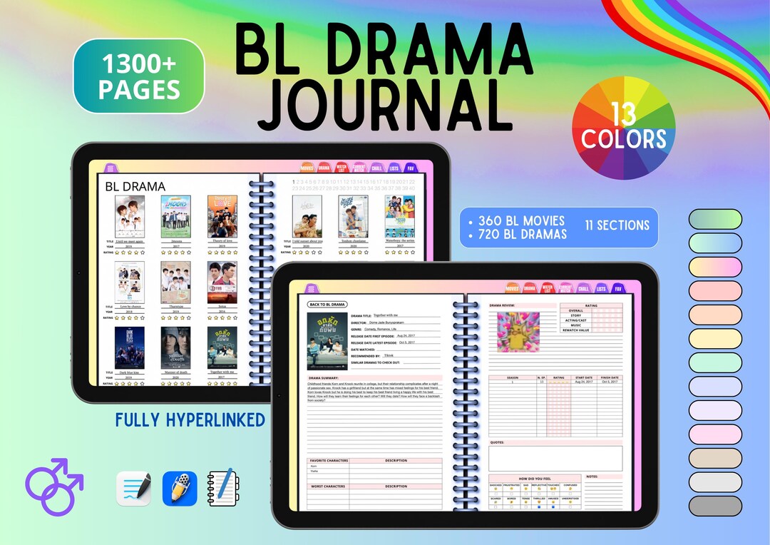 BL Drama Journal: 1300+ Pages, 13 Colors | Boys Love Drama Tracker ...