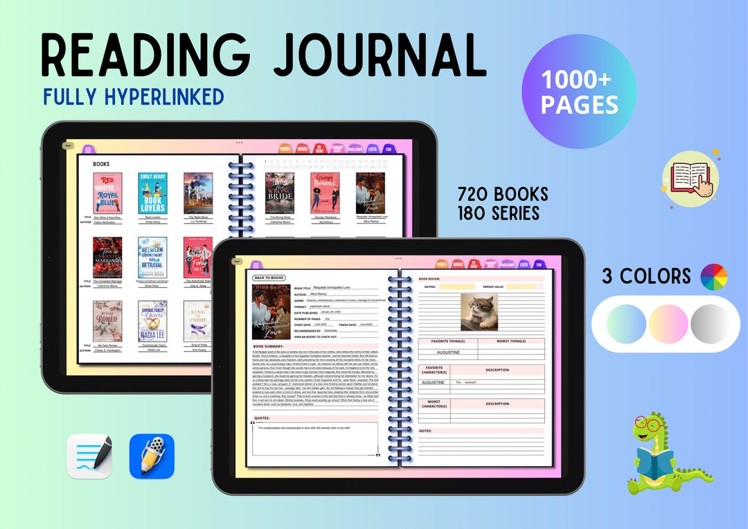 Reading Journal - Three Colors | Books and Series - Etsy