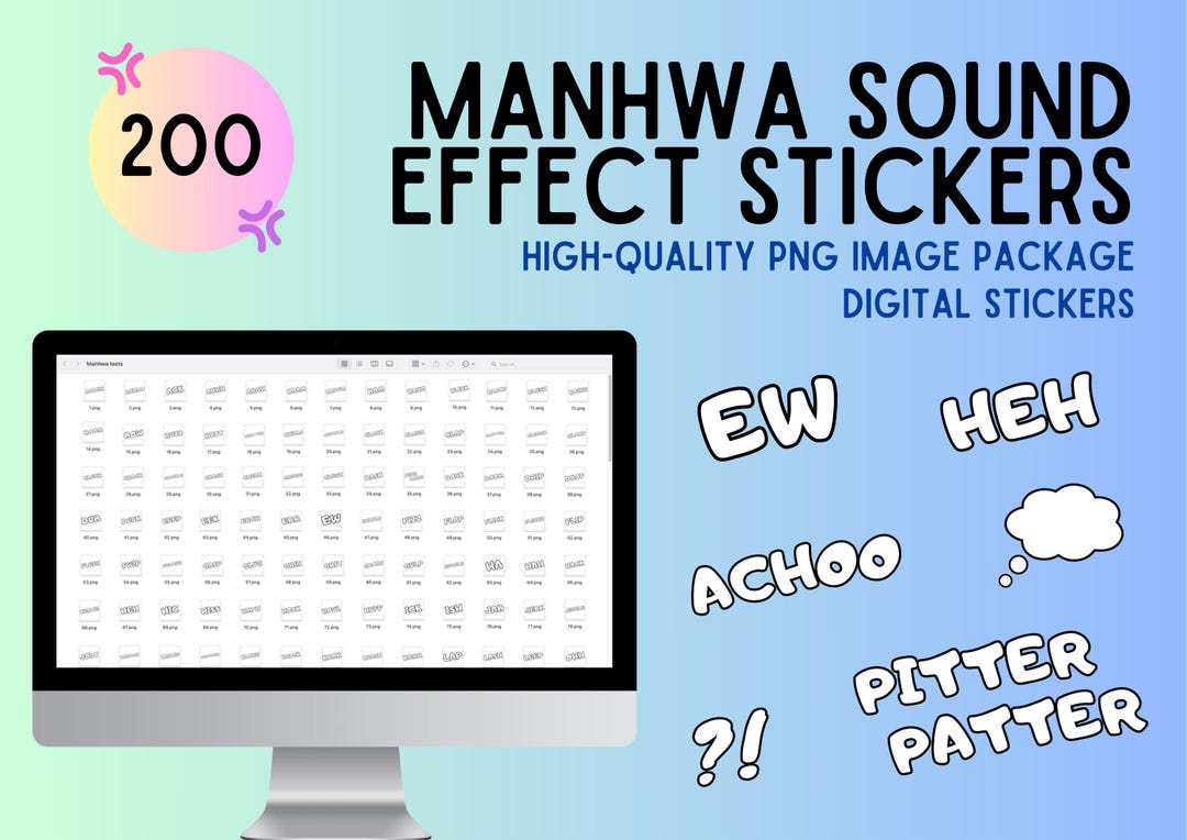 Manhwa Sound Effect Stickers | 200 Digital Stickers | Sound Effect and ...
