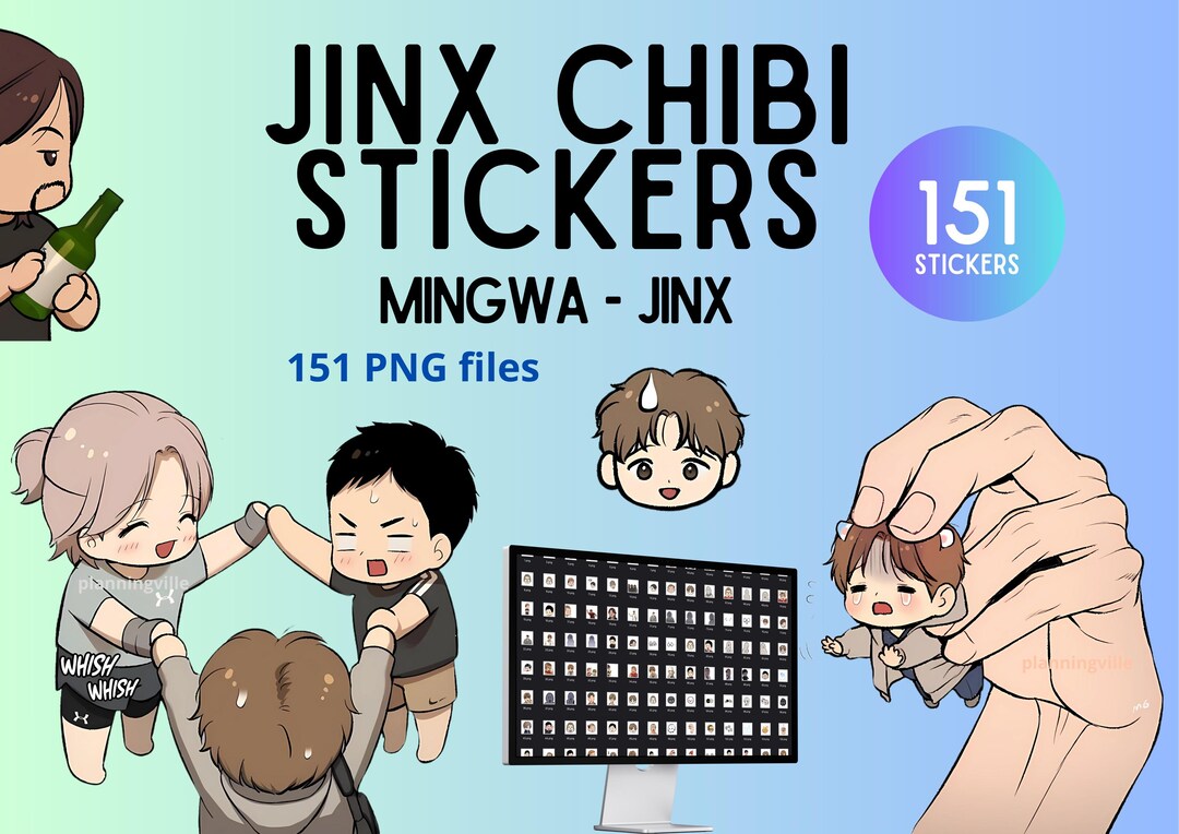 151 Jinx Chibi Stickers | Digital PNG Pack - Etsy