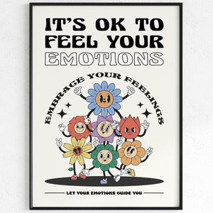 Its OK to Feel Your Emotions Poster, Retro Motivation Poster Home ...