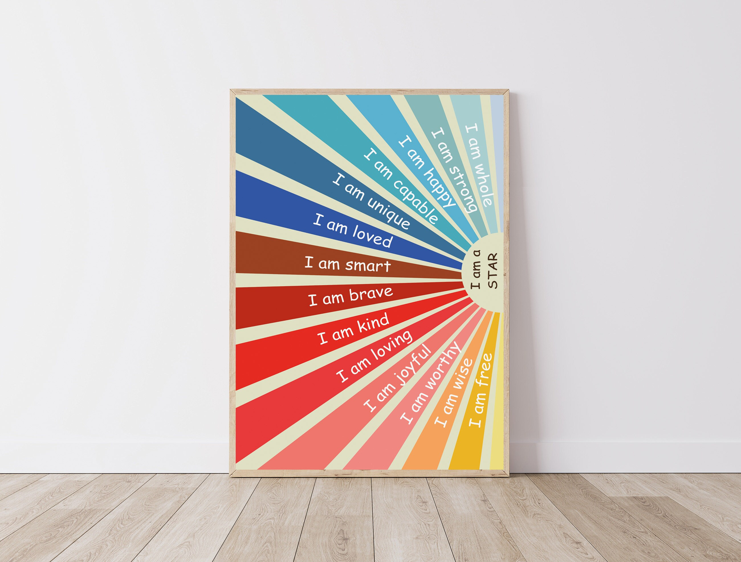 Positive Affirmations for Kids, I Am Poster, Rainbow Poster, Kids ...