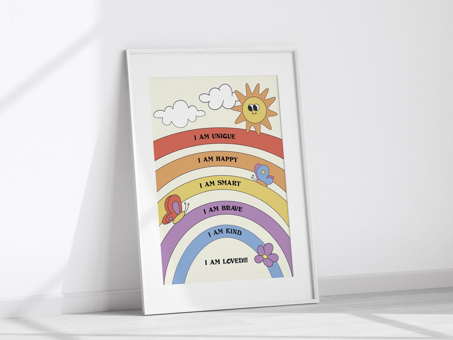 Positive Affirmations Rainbow Poster, Retro Motivation Poster Home ...
