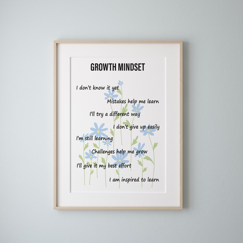 Growth Mindset Poster, Inspiration Poster Home Office, Kid and Baby ...