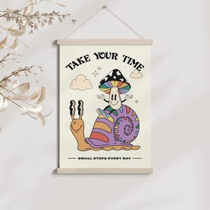 Take Your Time Poster, Retro Motivational Home Office Print, Emotional ...