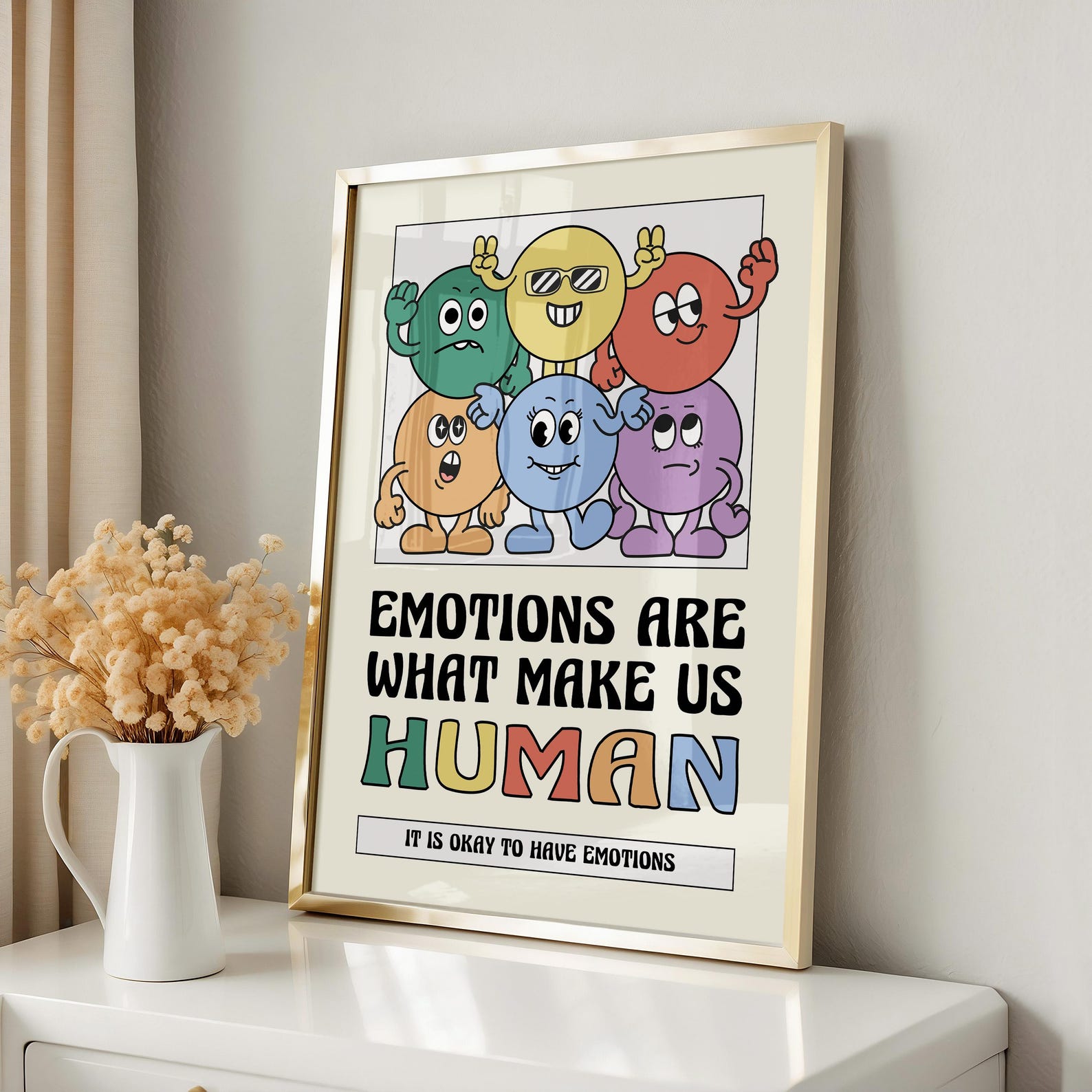 Emotions Make Us Human Poster, Retro Motivation Poster Home Office ...