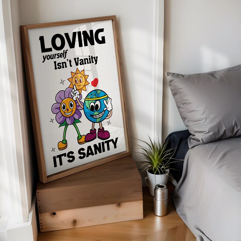 Loving Yourself Retro Poster, Motivation Poster Home Office ...