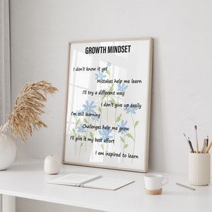 Growth Mindset Poster, Inspiration Poster Home Office, Kid and Baby ...