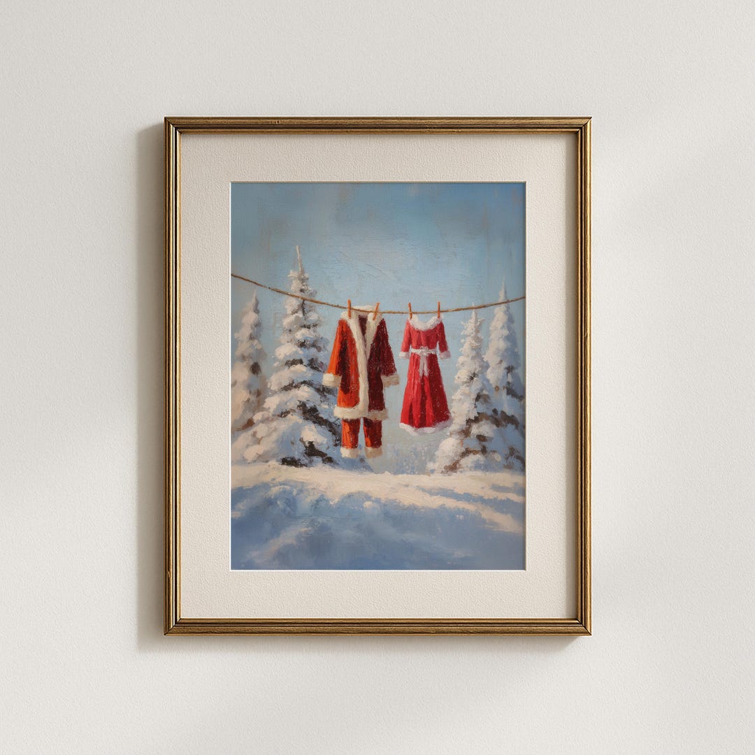 Santa & Mrs. Claus Clothesline Christmas Wall Art – Whimsical Holiday ...