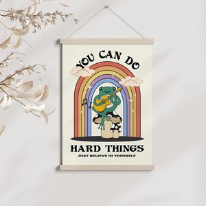 You Can Do Hard Things Poster, Retro Motivation Poster Home Office ...