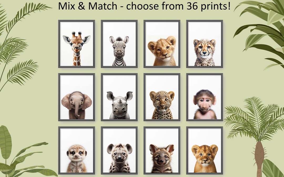 Custom Set Safari Baby Animal Prints, Digital Download Decor, Kid and ...