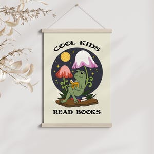 Cool Kids Read Books Motivation Poster, Frog Print Home Office, School ...