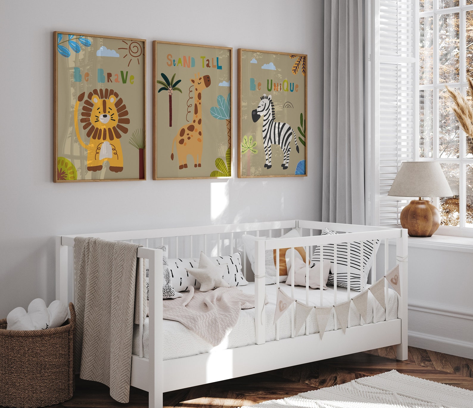 Set of 3 Safari Animal Prints, Lion, Zebra and Giraffe With Positive ...