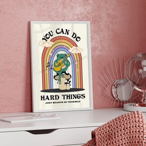 You Can Do Hard Things Poster, Retro Motivation Poster Home Office ...