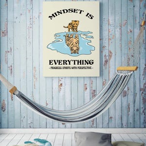 Mindset is Everything Motivation Poster, Cat Tiger Print Home Office ...