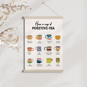 Have a Cup of Positivi-tea Poster, Motivation Quote Home Print ...