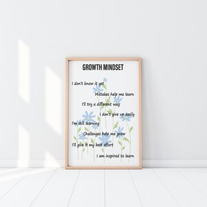 Growth Mindset Poster, Inspiration Poster Home Office, Kid and Baby ...