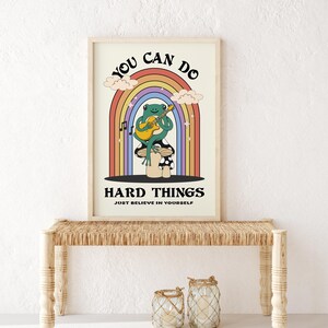 You Can Do Hard Things Poster, Retro Motivation Poster Home Office ...