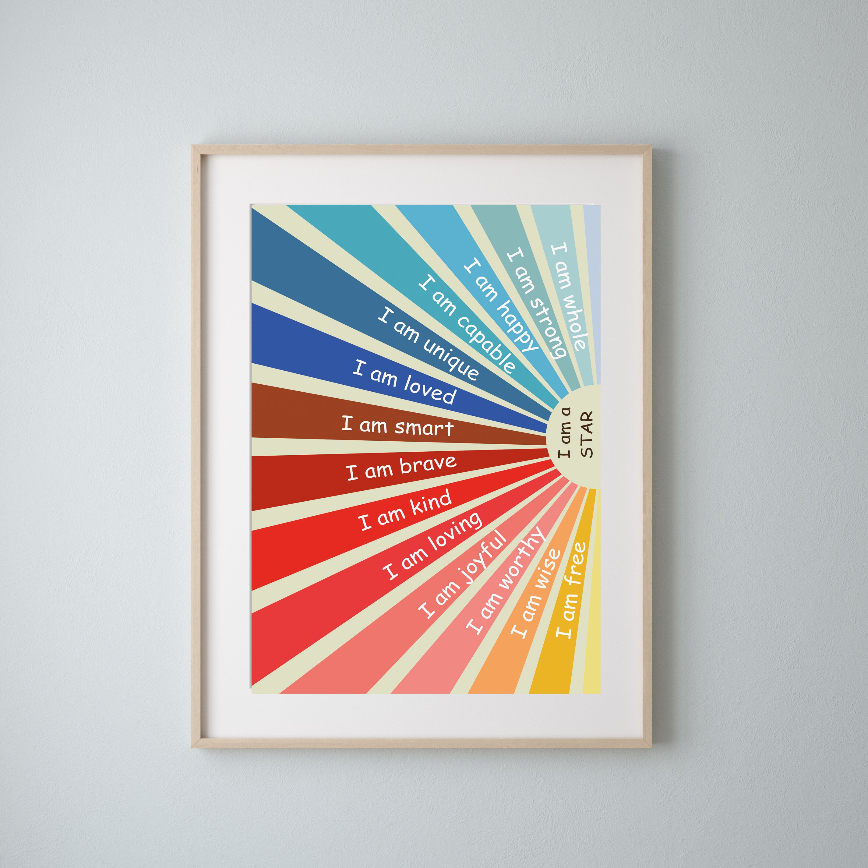 Positive Affirmations for Kids, I Am Poster, Rainbow Poster, Kids ...