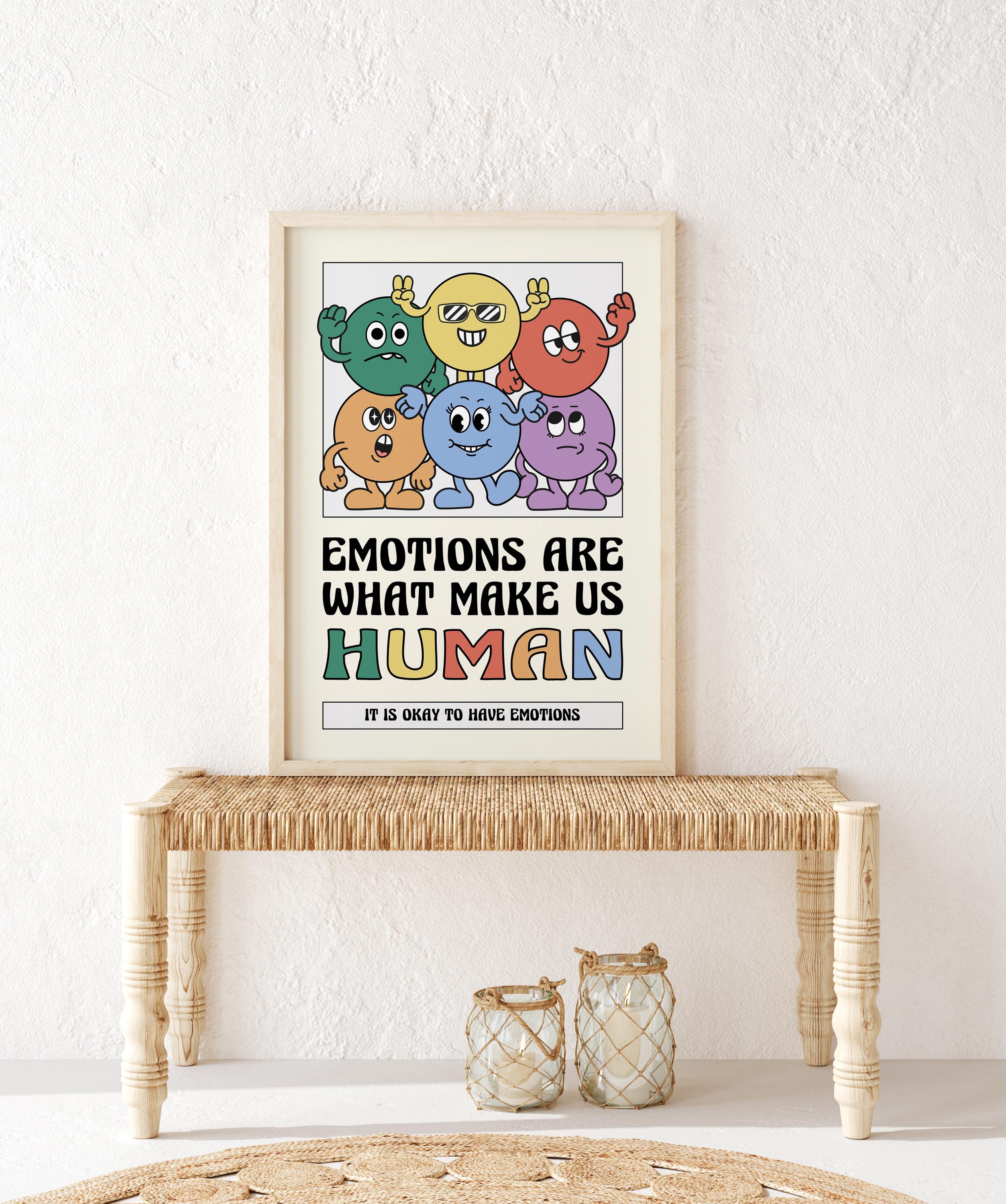 Emotions Make Us Human Poster, Retro Motivation Poster Home Office ...