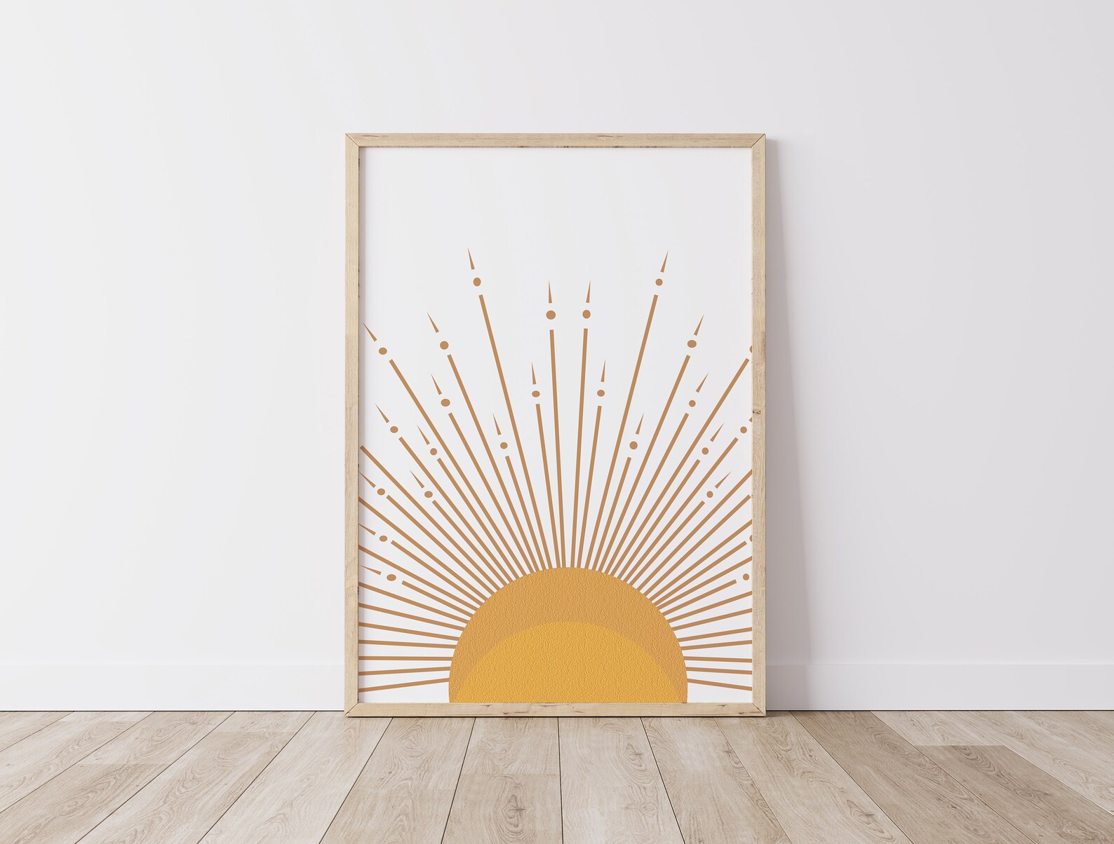 Boho Sun Wall Art, Boho Sun Poster, Mid Century Modern, Gold Sun Print ...