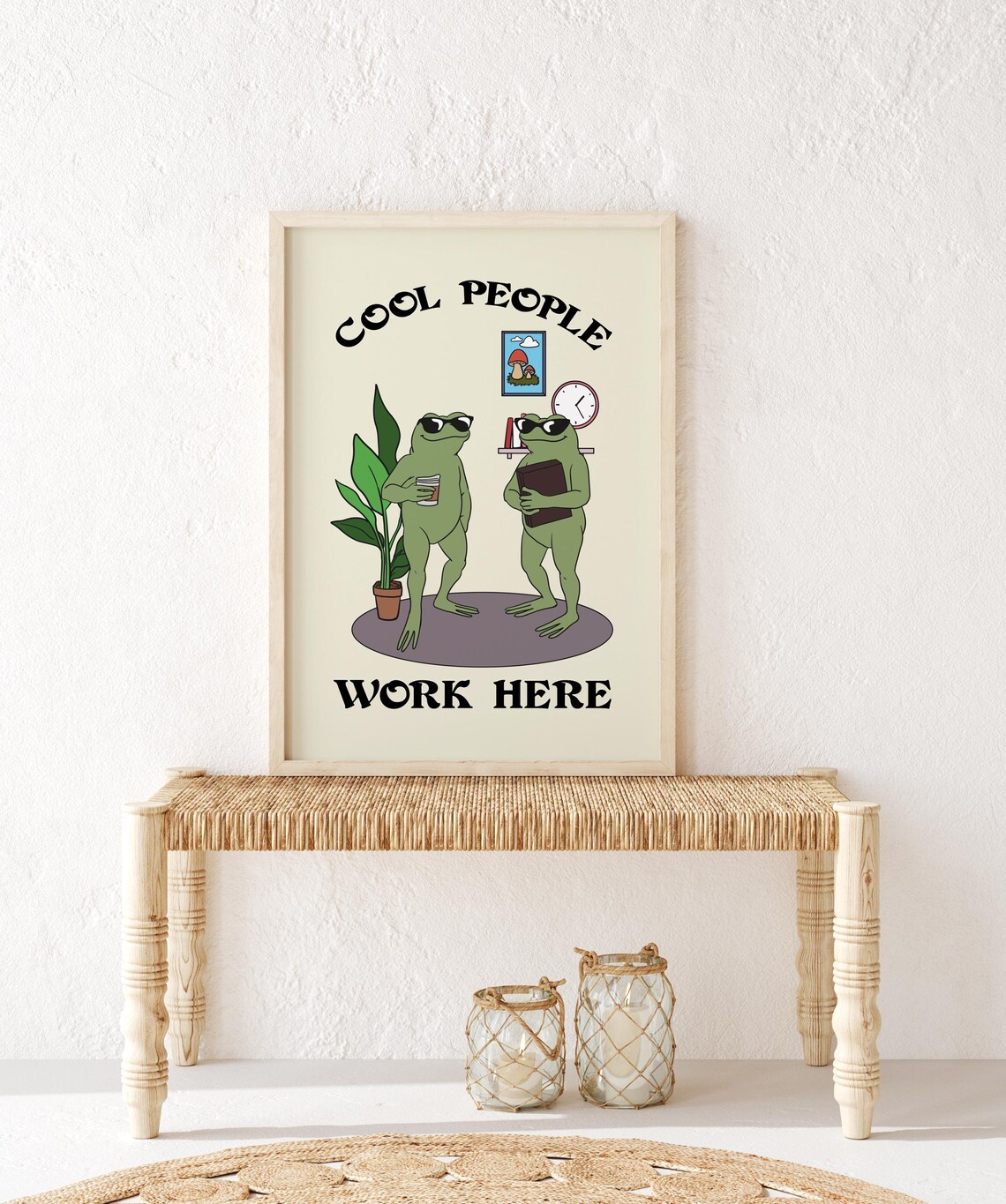 Cool People Work Here Frog Wall Art – Funny Office Decor, Whimsical ...