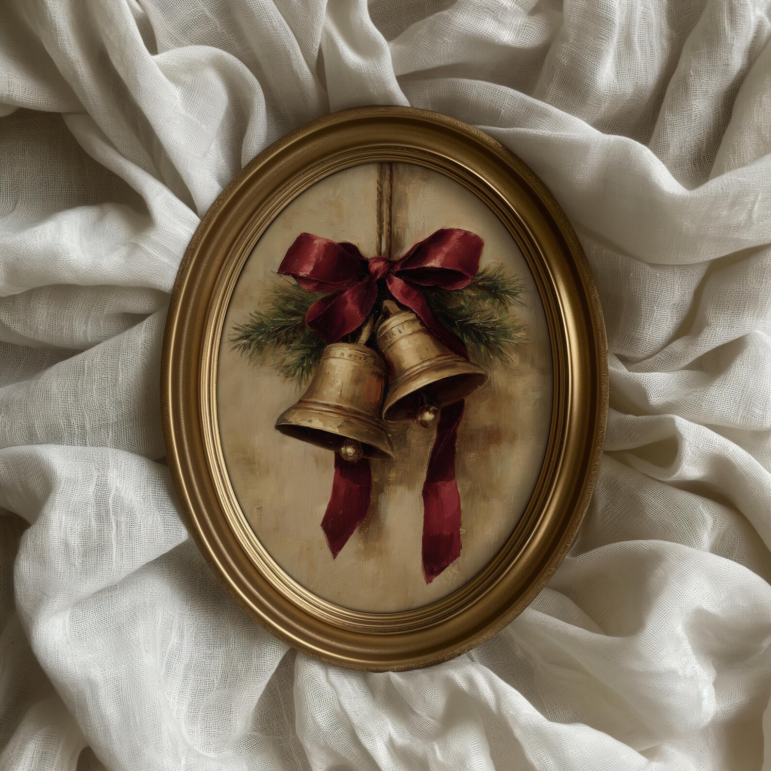 Vintage Christmas Bells Wall Art Print – Elegant Holiday Decor With Red ...