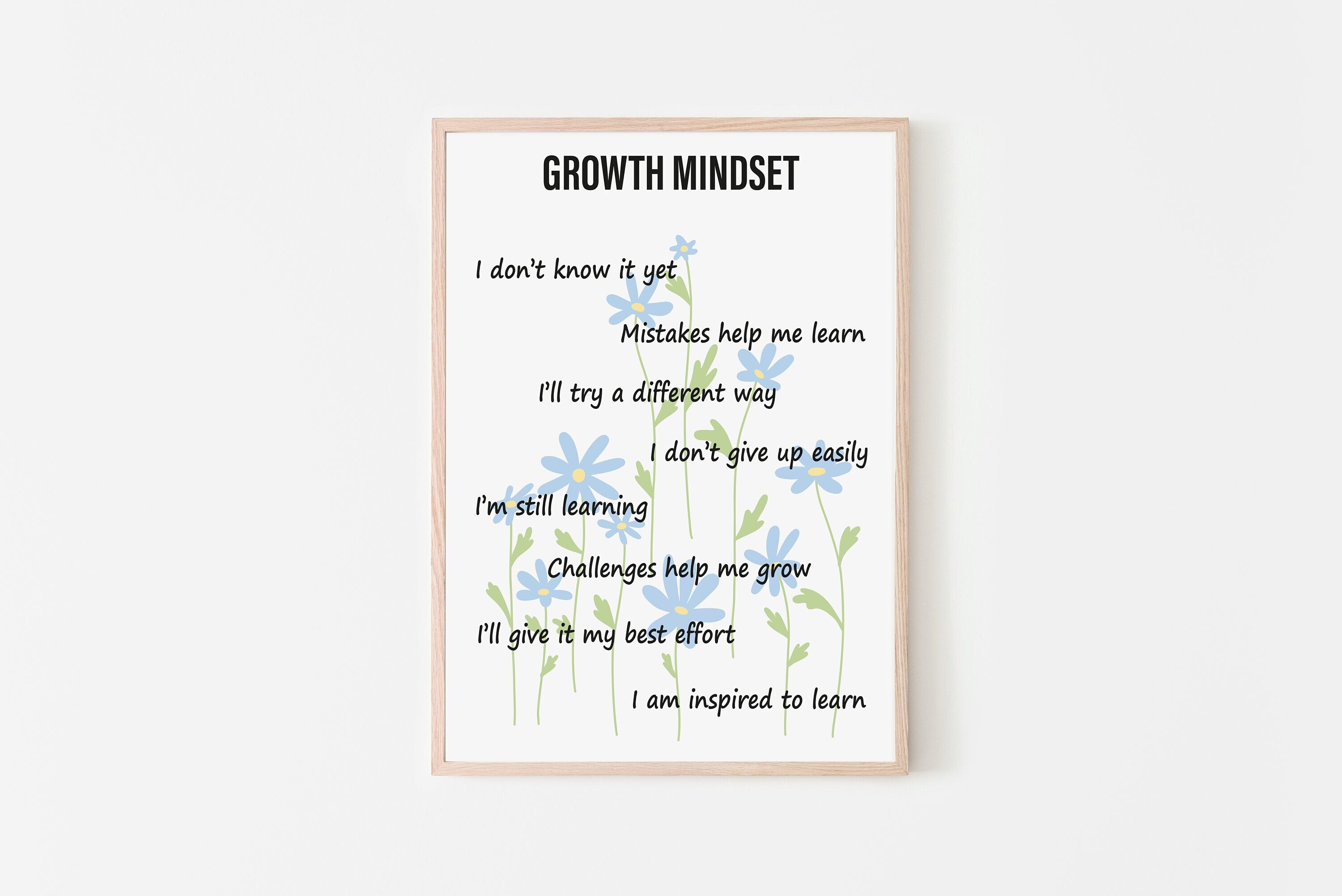 Growth Mindset Poster, Inspiration Poster Home Office, Kid and Baby ...