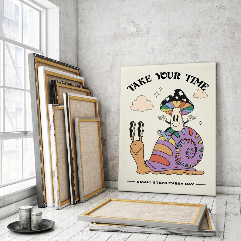 Take Your Time Poster, Retro Motivational Home Office Print, Emotional ...