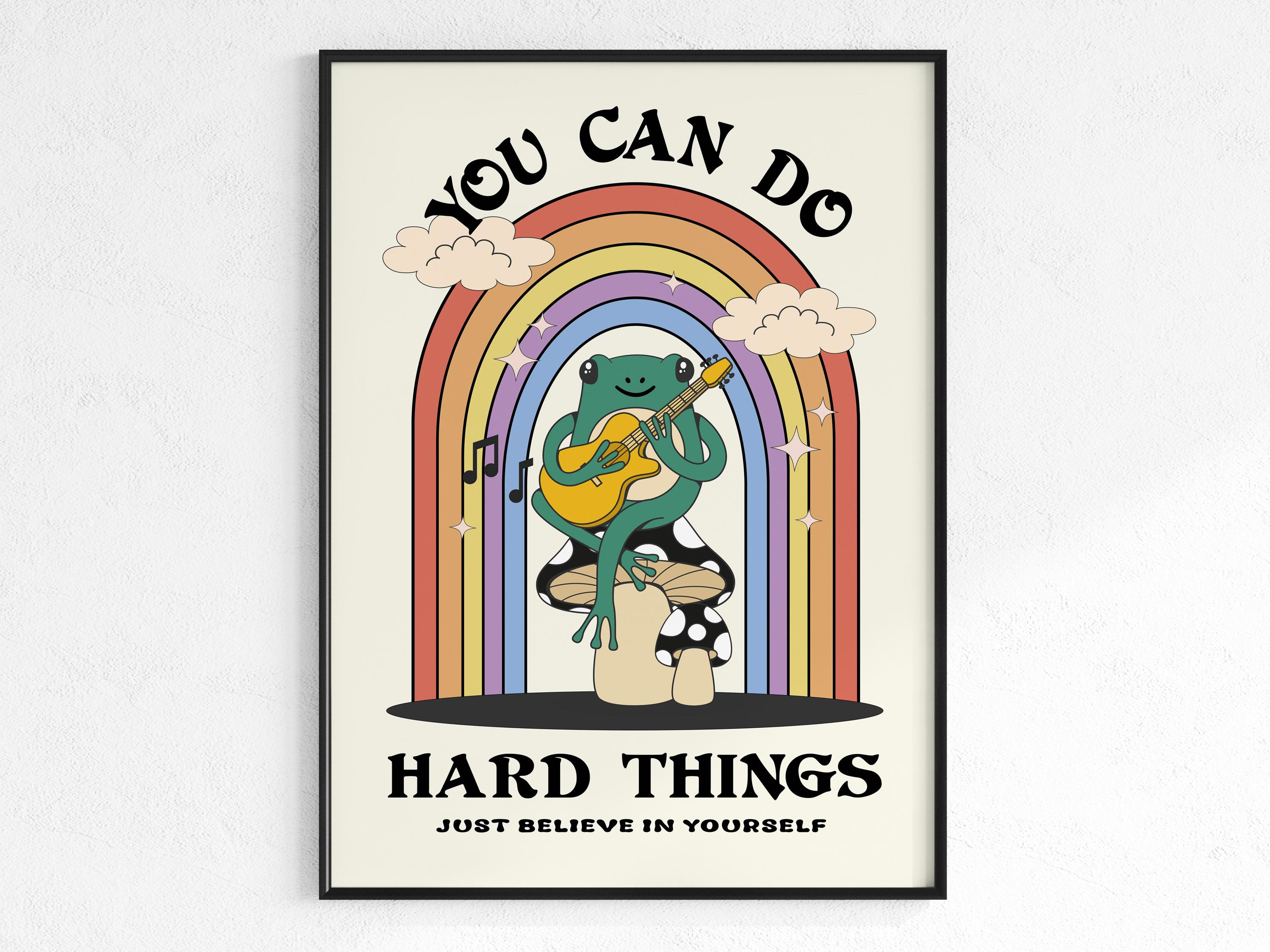 You Can Do Hard Things Poster, Retro Motivation Poster Home Office ...
