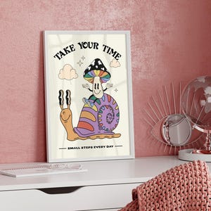 Take Your Time Poster, Retro Motivational Home Office Print, Emotional ...