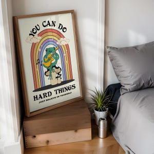 You Can Do Hard Things Poster, Retro Motivation Poster Home Office ...