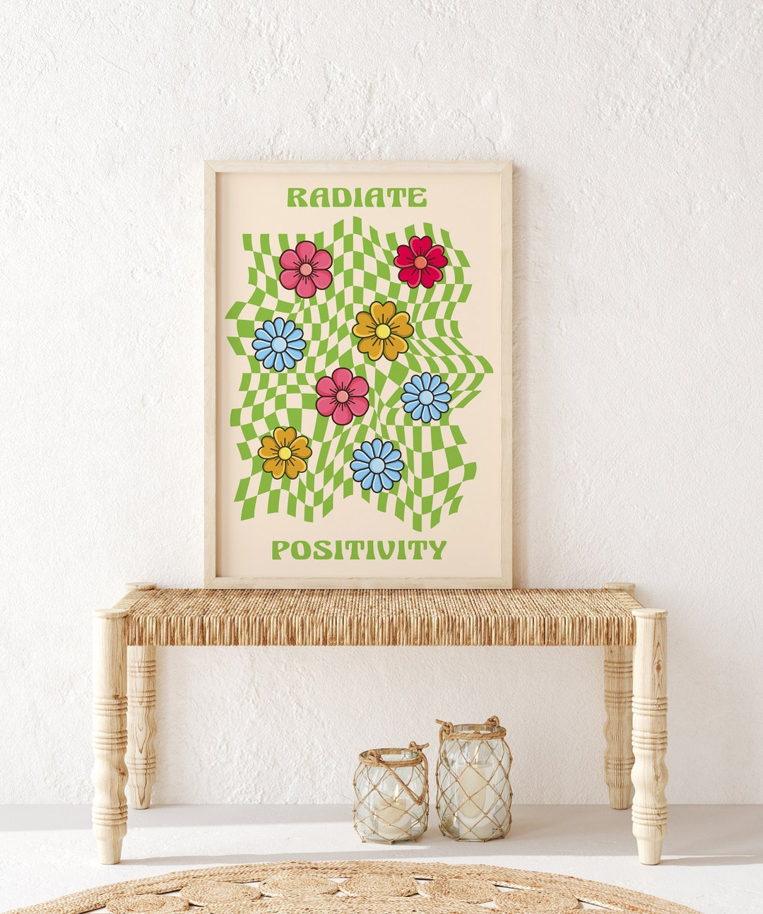 Radiate Positivity Groovy Poster, Retro Motivation Poster Home Office ...