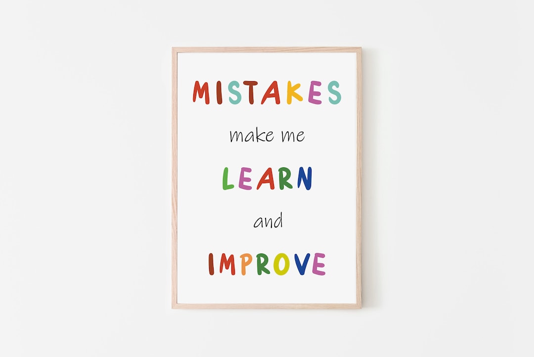 Positive Affirmation for Kids Poster, Mistakes Make Me Learn and ...