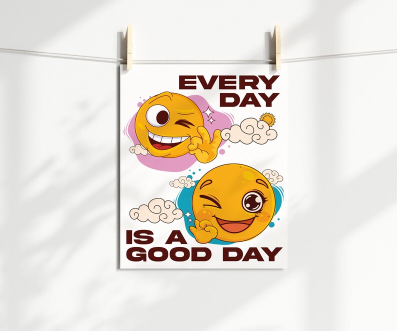 Every Day is a Good Day Poster, Retro Motivation Poster Home Office ...
