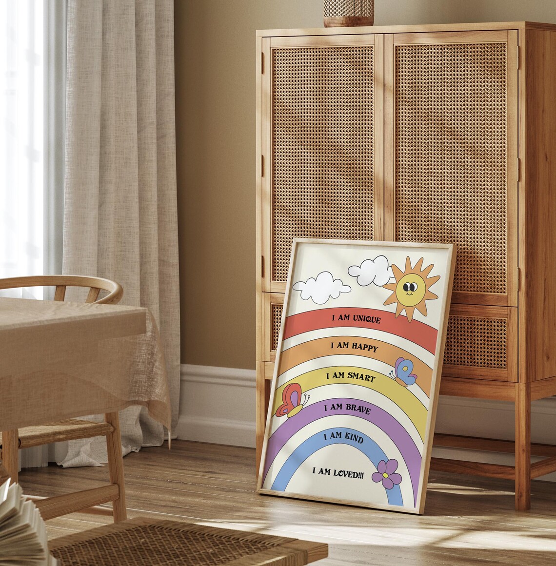 Positive Affirmations Rainbow Poster, Retro Motivation Poster Home ...